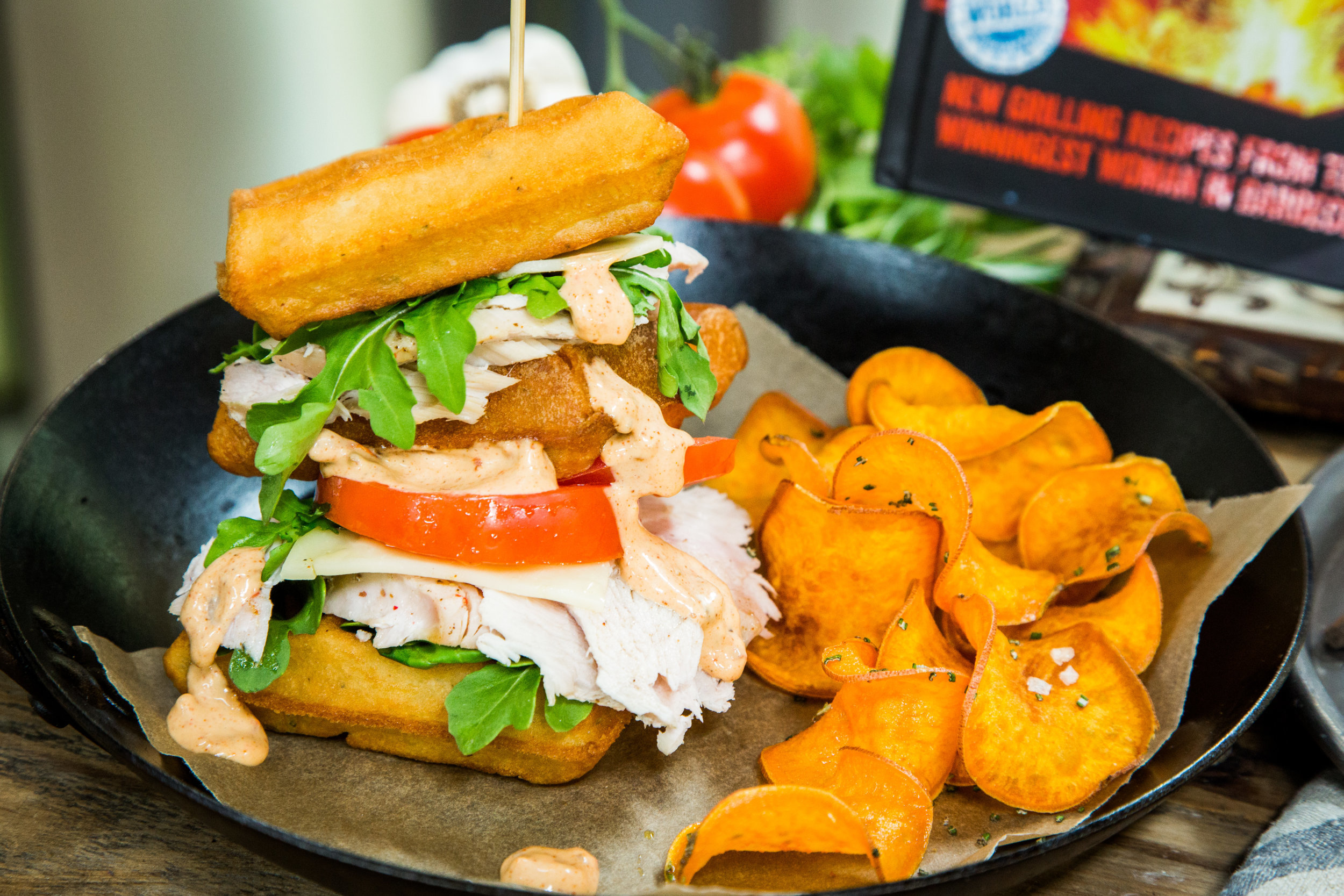 Recipe - Home & Family: Smoked Pepper Turkey Waffle Sandwich | Hallmark ...
