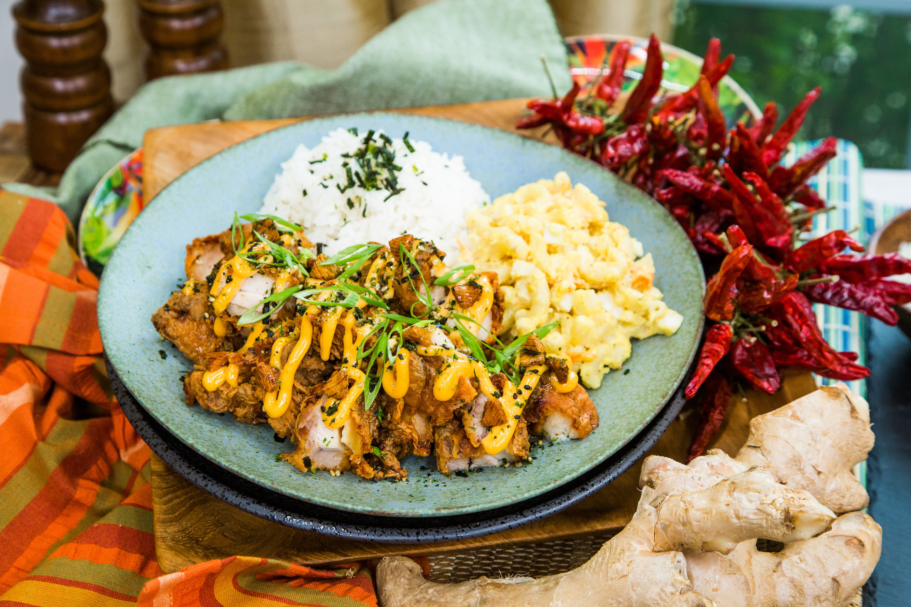 Recipes - Mochiko Chicken, Kochujang Aioli, Su-Miso, Kaki Mochi Crumble ...